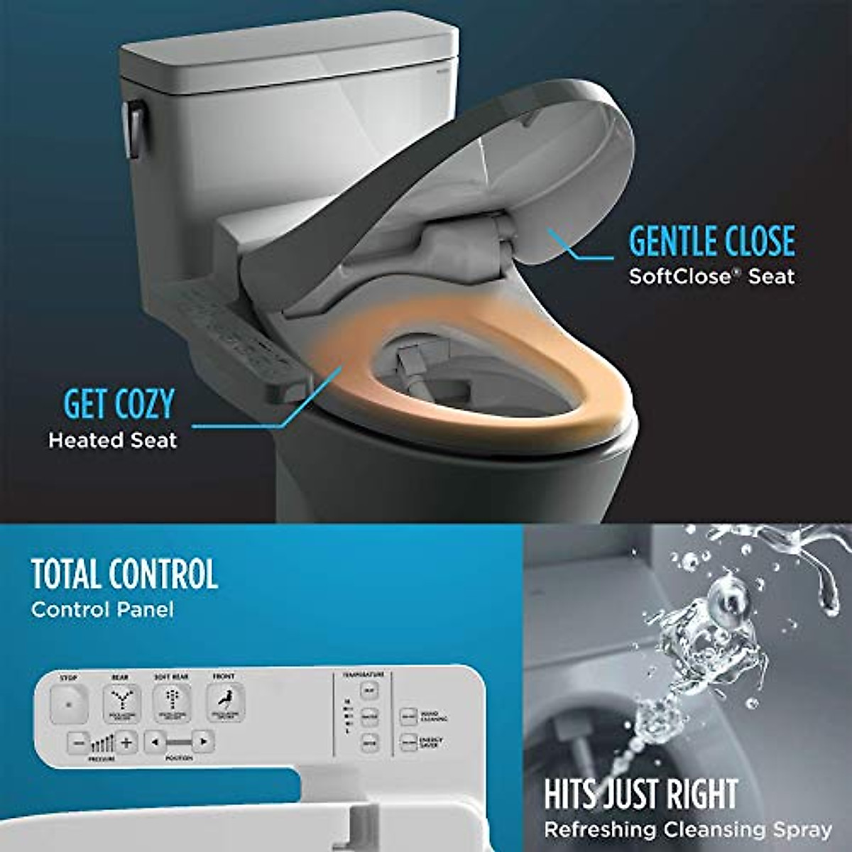 TOTO SW2014#01 A100 Electronic Bidet Toilet Cleansing Warm Water and Heated Seat, Elongated, Cotton White