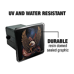 Patriotic Bald Eagle American USA Waving Flag Tow Trailer Hitch Cover Plug Insert