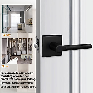 NEWBANG (5Pack) Hall/Closet Lever Handle Lock in Aged Matt Black- Door Lock Handle in Matt Black for Passage Door,HD1601-DB-PS-5P