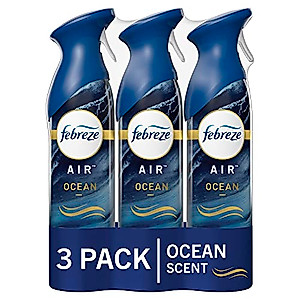Febreze Air Freshener Spray, Air Fresheners For Bathroom, Ocean Scent, Air Refresher Spray, Bathroom Spray, Odor Fighter for Strong Odor, 8.8 oz (Pack of 3)