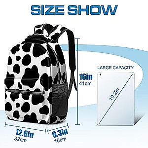 Genhuyiz Kids Backpacks for School Trips and Outdoor Activities Backpacks for Boys and Girls Perfect for Boys and Girls in Preschool Kindergarten and Elementary School 16 Inches (Cow Print)