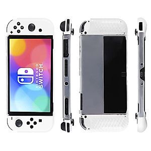 findway Switch OLED Case Compatible with Switch Cover Case Accessories Soft TPU Crystal Clear Transparent Shock Absorption Technology Bumper Protective for Switch OLED Model