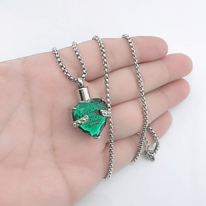 YOUFENG Birthstones Heart Cremation Pendant Urn Necklaces for Ashes Urns for Human Ashes Memorial Locket Keepsake Ashes Jewelry with Fill Kit