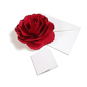 Blooming Flower Pop-up Greeting Card, Birthday Card, Mother's Day, Christmas Card, Sympathy Card, All Occasion (Red Rose)