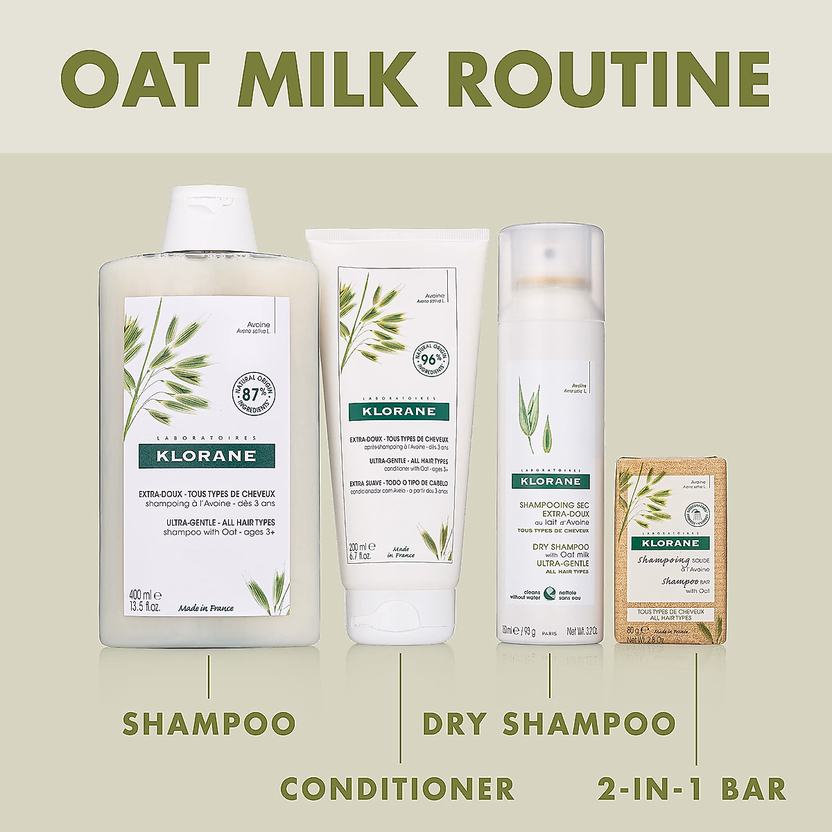 Klorane Ultra-Gentle Shampoo Bar with Oat Milk, Paraben, Preservative and Sulfate Free, Hypoallergenic, Eco-friendly, Biodegradable, Vegan, Dermatologist and Pediatric Tested