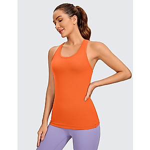 CRZ YOGA Women's Butterluxe Workout Tank Tops Racerback Tank Yoga Sleeveless Top Camisole Athletic Gym Shirt Neon Orange Medium