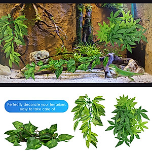 KATUMO Reptile Plants, 3PCS Amphibian Hanging Plants with Suction Cup for Lizards, Geckos, Bearded Dragons, Snake, Hermit Crab Tank Pets Habitat Decorations