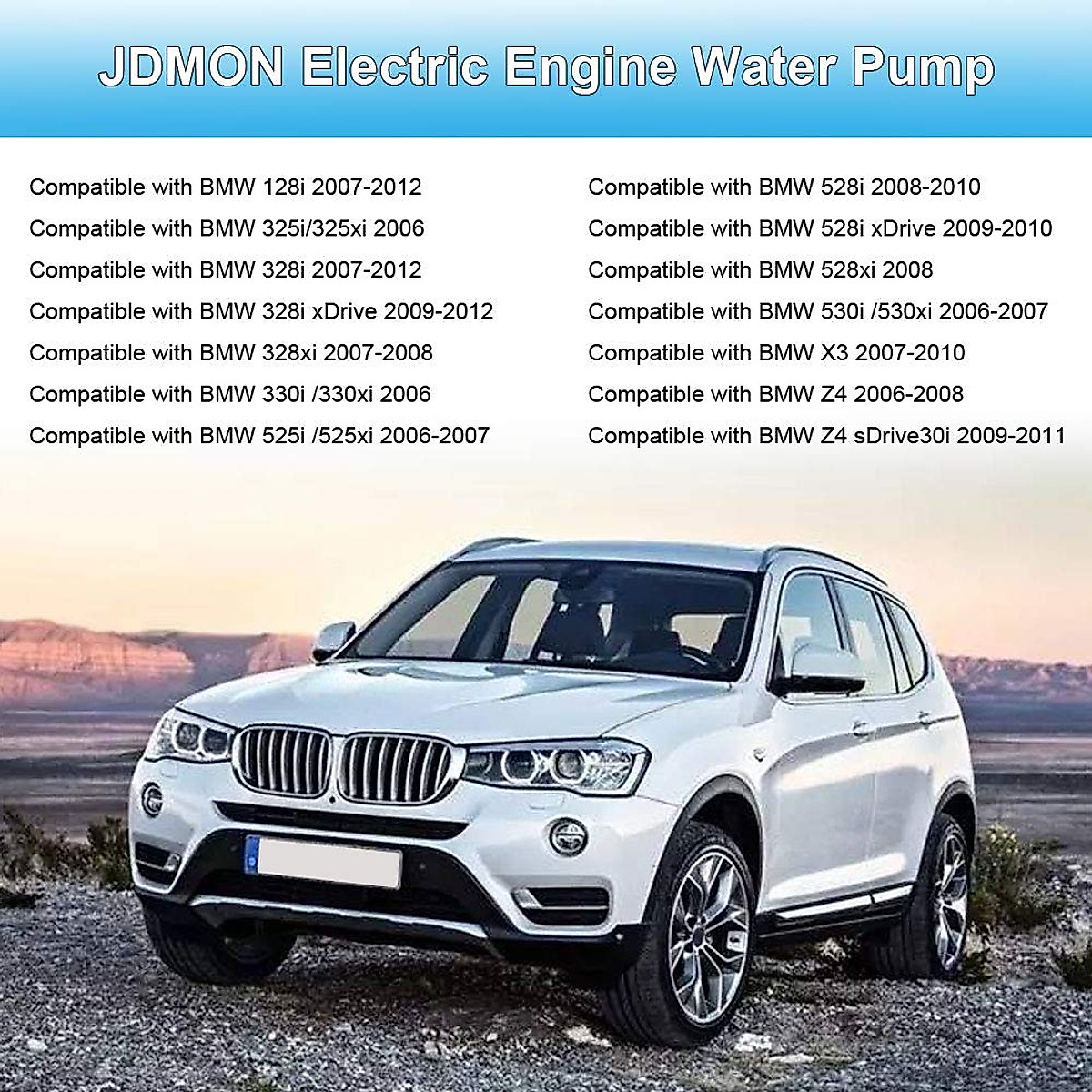 JDMON Compatible with Electric Engine Water Pump BMW Z4 X3 X5 325i 325xi 328i 328xi 525i 525xi 528i 528xi Replace 11517586925,702851208, 11517563183, 11510392553