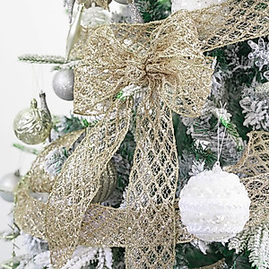 HUIHUANG Champagne Wired Ribbon 2-1/2", Glitter Diamond Wire Edge Ribbon Champagne Gold Christmas Ribbon for Holiday Tree, Bows Making, Wreath Supplies, Garland, Home Decor, Crafts -10 Yards