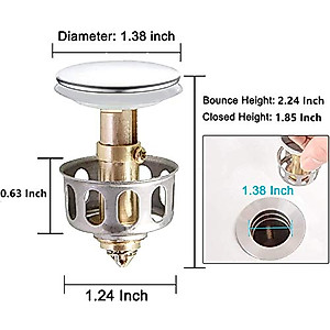 PTAbiao Basin Pop-Up Drain Filter Universal Wash Bounce Built in Anti Clogging Strainer Sink Shroom Drain Plug Strainer Cover for Kitchen Bathroom (2Pcs)