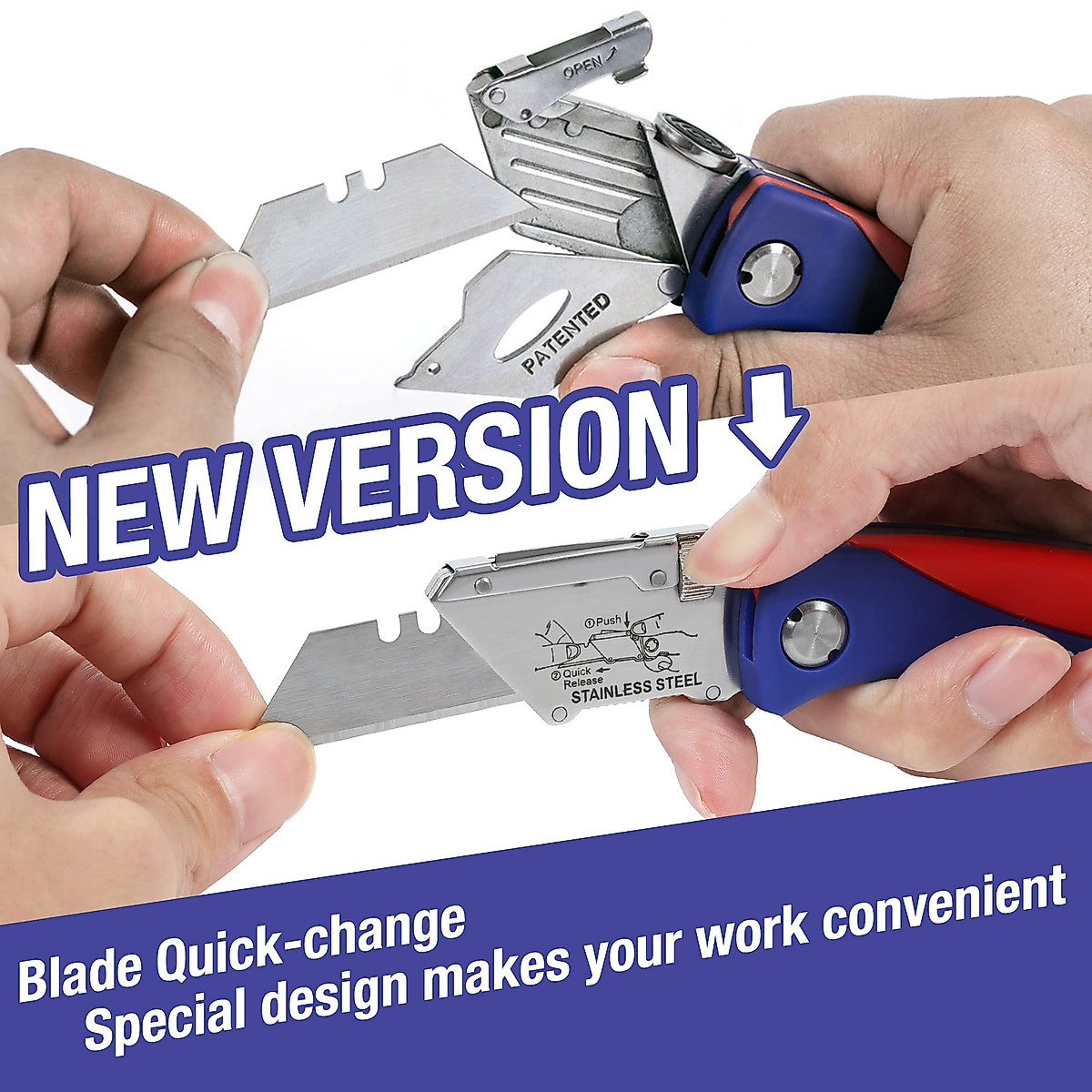 WORKPRO 2-in-1 Folding Utility Knife And Box Cutter with 25pcs SK5 Blades Extra