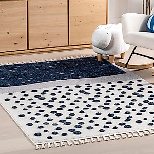 nuLOOM Alena Polka Dot 8x11 Area Rug for Living Room Bedroom Dining Room Nursery Kitchen, Navy