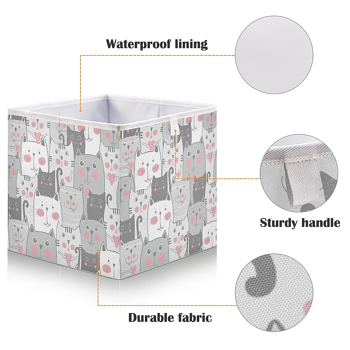DOMIKING Lucky Cat Storage Baskets for Shelves Foldable Collapsible Storage Box Bins with Cubes Toys Closet Organizers for Pantry Bathroom Baby Cloth Nursery,11 x 11inch