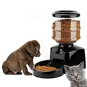 ZZK 5.5L Automatic Pet Feeder, Intelligent Automatic Feeder with Voice Message Recording and LCD Display, Large Intelligent Dog and Cat Food Bowl Dispenser,A