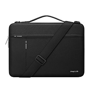 MOSISO 360 Protective Laptop Shoulder Bag Compatible with MacBook Air/Pro,13-13.3 inch Notebook, Compatible with MacBook Pro 14 M4 M3 M2 M1,Side Open Sleeve with Horizontal&Vertical Pockets, Black