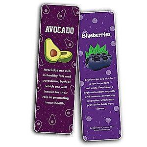 Creanoso Healthy Fruits Bookmarks (30-Pack) – Cool Gift Token for Kids, Boys & Girls, Teens – Party Favors Supplies – Book Reading Rewards Incentive – Great Giveaways Set – Page Binder