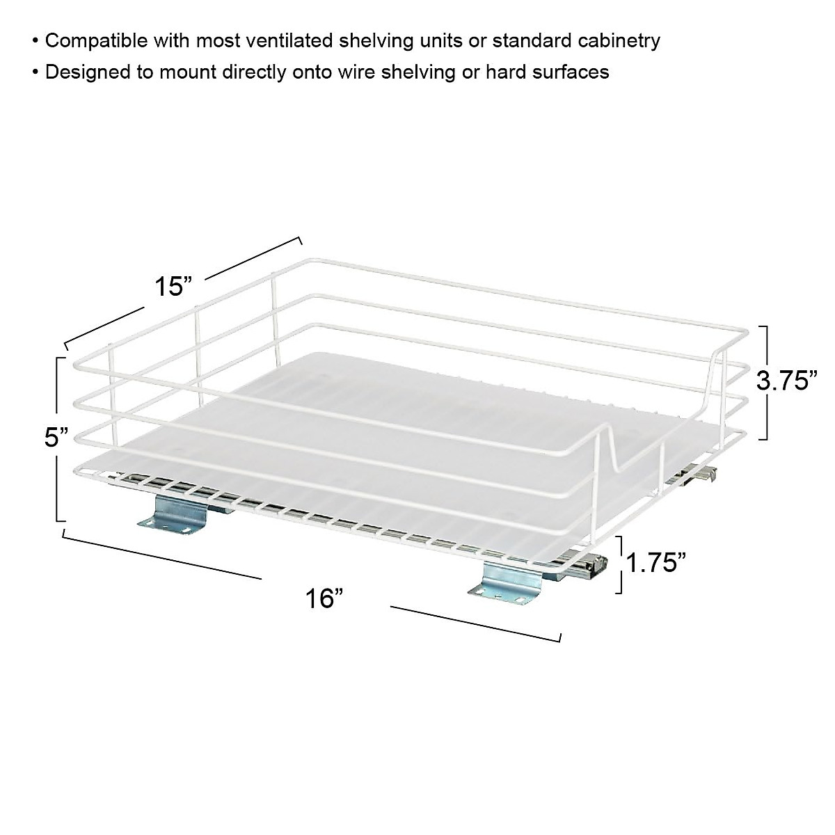 Household Essentials 1516-1 Glidez Undersink Sliding Organizer | Pull Out Cabinet Shelf | White | 15-Inch