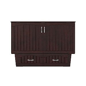 AFI, Nantucket Murphy Bed Chest with 6 inch Memory Foam Folding Matttress, Built-in Charging Station and Storage Drawer, Full, Espresso