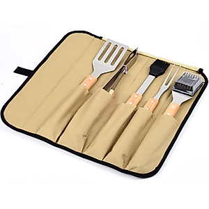 SEFAX Portable Grilling Utensil Kit, 5PCS BBQ Grill Tools Set, Grill Accessories, Grilling and Camping Cooking Utensils Set for Travel, Picnics, RVs, Camping, BBQs, Parties