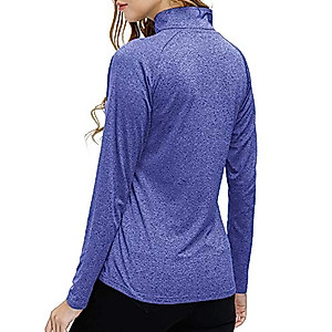 AjezMax Long Sleeve Running Shirts Womens Half Zip Pullover Athletic Workout Tops Sky Blue S