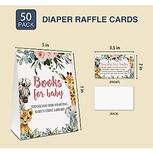 Yuansail Book Request For Baby Shower, books for baby cards, 1 Sign & 50 Cards Per Pack €“ (bb002-book)