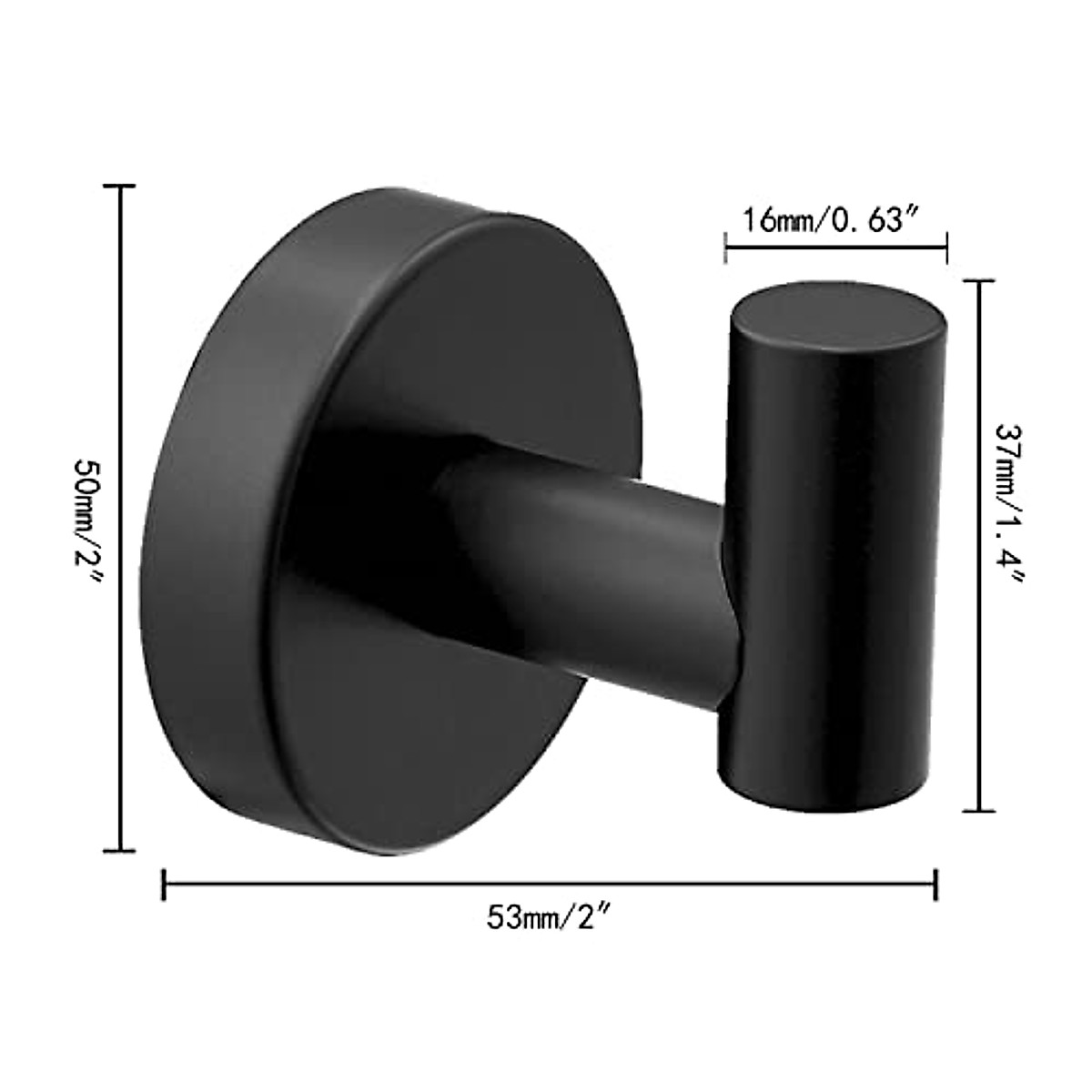 WOJIUBUXIN Towel Hooks Matte Black Coat Robe Clothes Hook SUS 304 Stainless Steel Modern Wall Hook for Bathroom Kitchen Bedroom Hotel Heavy Duty Wall Mounted 2 Pack…