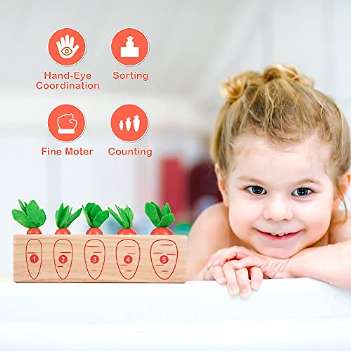 Wdmiya Busy Board Toys for Toddlers, Montessori Toys with 6 Led Light Switch for 1 Year Old, Wooden Piano Busy Board for Toddlers 1-3, Educational Activity Toys & Gifts for 1 2 3 Year Old (XLB)