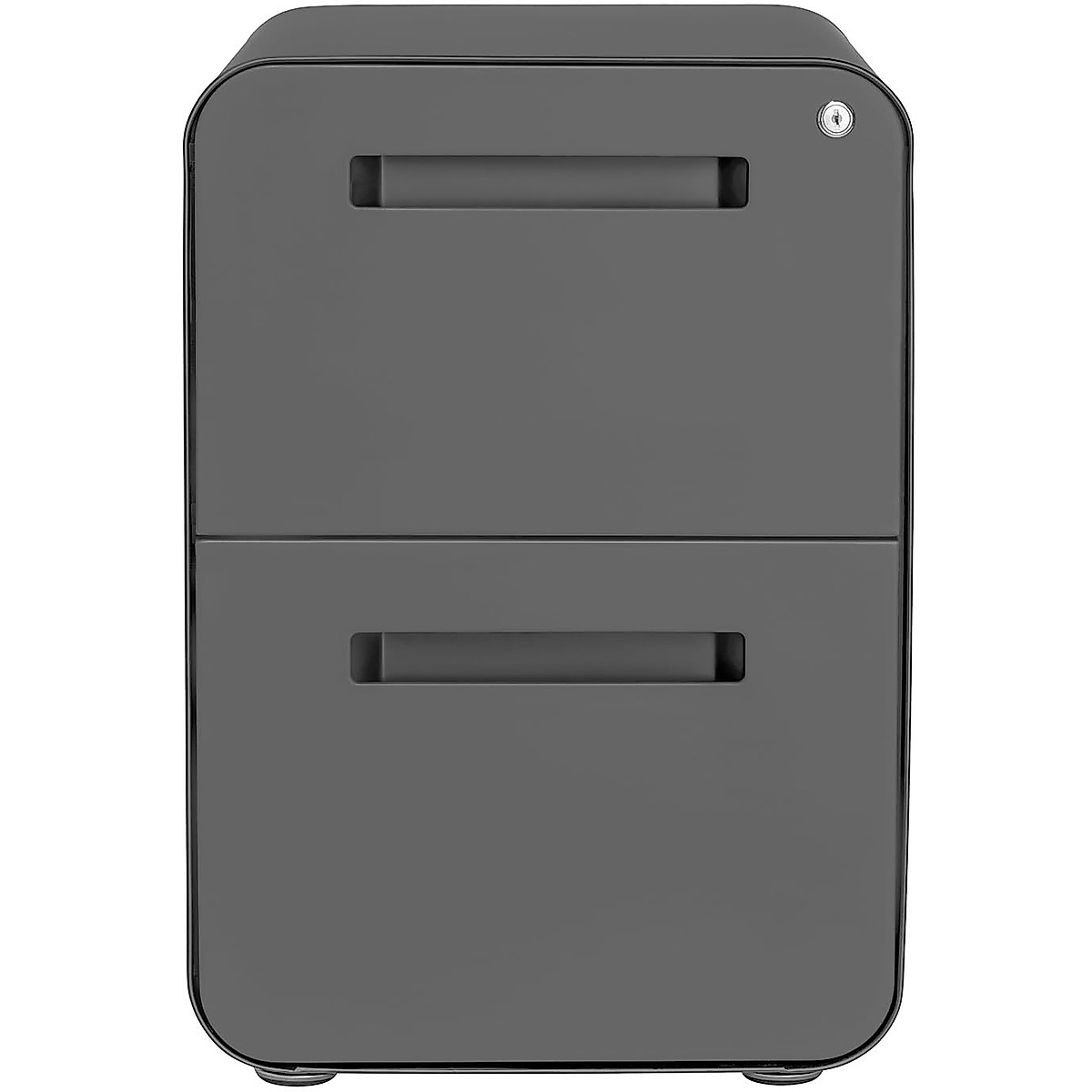 Laura Davidson Furniture Stockpile 2 Drawer Mobile File Cabinet with Lock - Under Desk Metal Filing Cabinet, Legal/Letter File Folders, Wheels and Stationary Feet, Pre-Assembled, Dark Grey