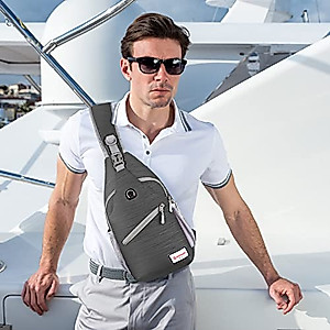 ZOMAKE Sling Bag for Women Men:Small Crossbody Sling Backpack - Mini Water Resistant Shoulder Bag Anti Thief Chest Bag Daypack for Travel Hiking Outdoor Sports,Black(stripe)