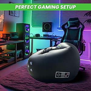 Inflatable Gaming Chair for Kids & Teens with Cup Holders and Side Pocket - This Air Gaming Bean Bag Chairs for Kids is The Perfect Furniture for Gamer Room Decor - Perfect Gaming Stuff for Boys 4-12