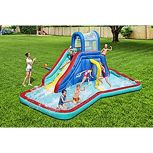 Bestway H2OGO! Waterfall Waves Mega Water Park | Inflatable Slide and Pool Fits Up to 6 Children