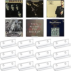 Wesiti 12 Pack Clear Vinyl Record Shelf Wall Mount Vinyl Shelf 3.94 Inch Acrylic Album Record Holder for Daily LP CD Listening Home Office Decor with Installation Hardware
