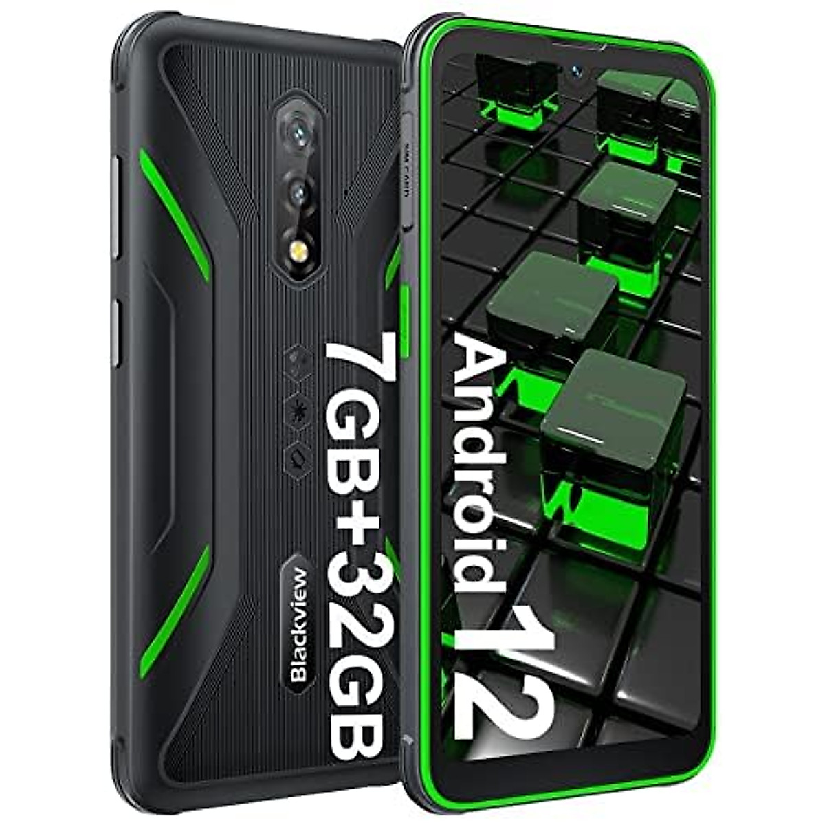 Blackview Rugged Cellphone Unlocked BV5200 Smartphone Unlocked 4GB+32GB SD 1TB,6.1" HD, 4G Dual Sim,5180mAh,IP68 Waterproof,Dual 4G,Face Unlock,GPS,NFC,Glove Mode，Android 12 Rugged Cell Phones|Green