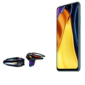 BoxWave Gaming Gear Compatible With Poco Xiaomi M3 Pro 5G - Touchscreen QuickTrigger Auto, Trigger Buttons Autofire Gaming Mobile FPS - Jet Black