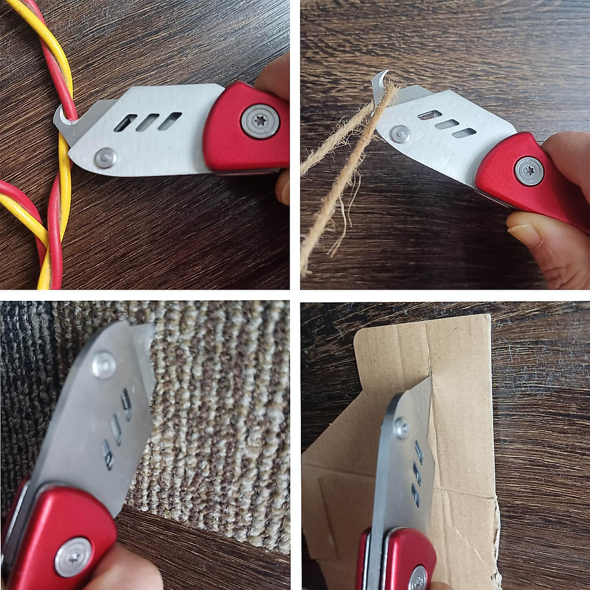 Utility Knife/Box Cutter/Electrician knife/Carpet knife Folding with Safe Lock-Back+Nylon Pouch+10 Extra SK5 Replacement Blades+10 Utility Hook Razor Blades Red