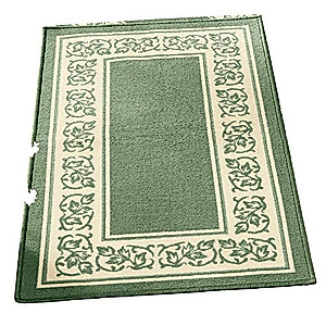 Collections Etc Floral Border Skid-Resistant Accent Rug, Sage, 26 X 45