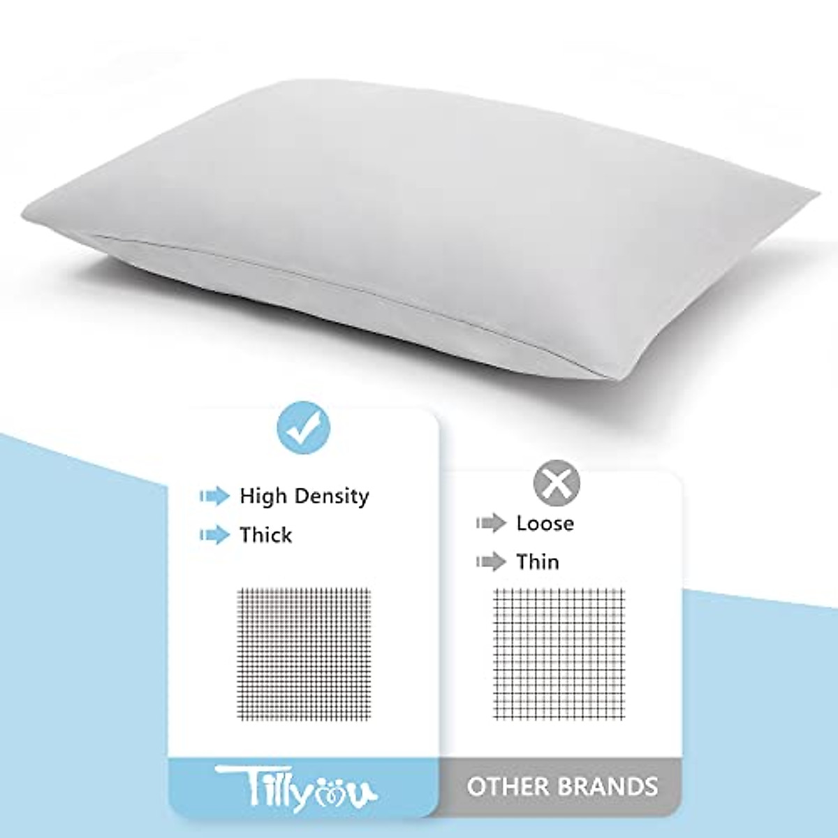TILLYOU Toddler Pillowcase 2 Pack with Envelope Closure,13" x 18" Silky Soft Microfiber Travel Kids Pillow Cases for Boys and Girls,Gray