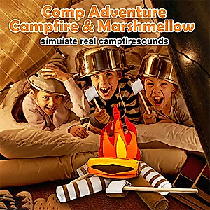 Kids Camping Toys Plush Toy Campfire,Dramatic Play Toys For Preschool,Sensory Play Camping Toy Set with Plush Felt Fake Fire,Multi-element Indoor and Outdoor Props,Outdoor Activities Camping Toy Sets