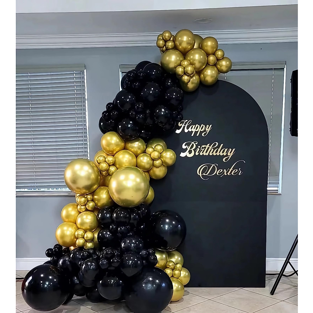 Black and Gold Balloon Garland Arch Kit, 158 Pcs 18" 10" 5" Latex Balloon Set for Baby Bridal Shower Birthday Wedding Bachelorette Party Decorations Supplies