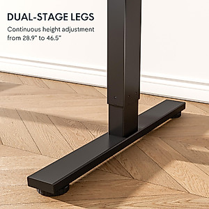 FLEXISPOT EN1 Whole-Piece Standing Desk - 48" x 30" Electric Height Adjustable Heavy Duty Steel Stand Up Desk Frame w/Automatic Smart Keypad (Black Frame + Maple Top, 2 Packages)