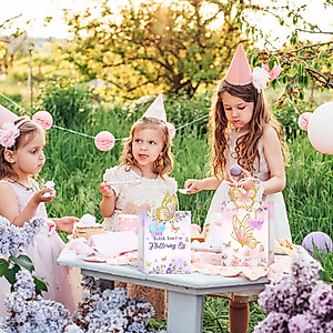 Leinuosen 32 Pieces Butterfly Party Favors Bags Set 16 Thank You for Fluttering by Gift Bag 16 Pcs Butterfly Keychains Butterfly Paper Bags Butterfly Goodie Bag Treat Bag for Baby Shower Party Favors