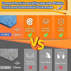 LISUBAN Felt Sheets, 52PCS Felt Fabric,1.4mm Felt, Soft Felt Squares, Colored Felt Sheets for Crafts, Suitable for School, Stuffed, Sewing Project Craft Felt (6 * 6inch-1.4mm)