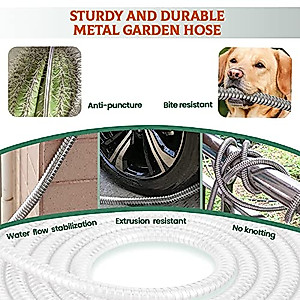 Garden Hose Stainless Steel Water Hose with 10 Function Spray Nozzle Flexible No Kink Lightweight Easy Storage for Yard, Outdoor (100FT)