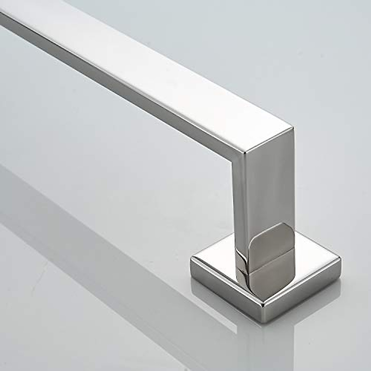 JunSun Square Towel Bar 24-Inch Stainless Steel Bathroom Hardware Towel Holder Modern Towel Rail Mirror Polished Bathroom Accessories Towel Rod Contemporary Wall Mounted Towel Rack Polished Chrome