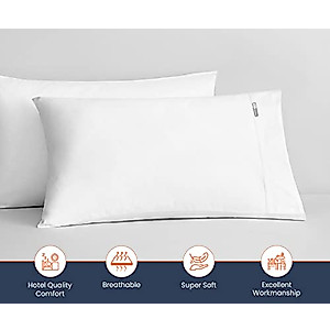 SGI King Size Pillow Case Egyptian Cotton Luxury Soft 1000 Thread Count Pillow Cover White Solid Sateen Weave for Soft & Silky Feel Long Staple Cotton Set of 2