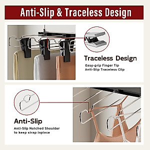 Mysig Skirt Hangers Space Saving 5-Tier Skirt Pants Hangers with Clips - Metal Non-Slip Space Saving Adjustable Clips & Swivel Hooks(2, Black)