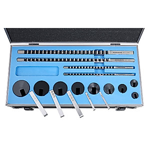 Accusize Industrial Tools - No.10 HSS Keyway Broach Set, 18 Pcs with Precision Ground Teeth, Includes 4 Broaches & 9 Bushings, 5100-0010