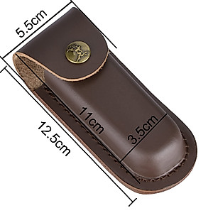 5 inches Real Leather Knife Sheath Folding Pocket Knife Pouch Holster for 5" Folding Tool 4 3/4" Multl-Tool Accessory