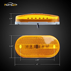 Partsam 2Pcs [DOT Certified] Amber 4 Inch LED Trailer RV Camper Side Marker Clearance Lights Lamps 6 Diodes with Reflex Lens Surface Mount Reflective 2x4 Rectangle Truck Marker Lights Front Rear