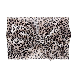 Nishine 5PCS Baby Girls Soft Wide Leopard Hair Turban Head Wraps Kids Stretchy Knotted Bows Headband for Children Hair Accessories Infant Headwraps
